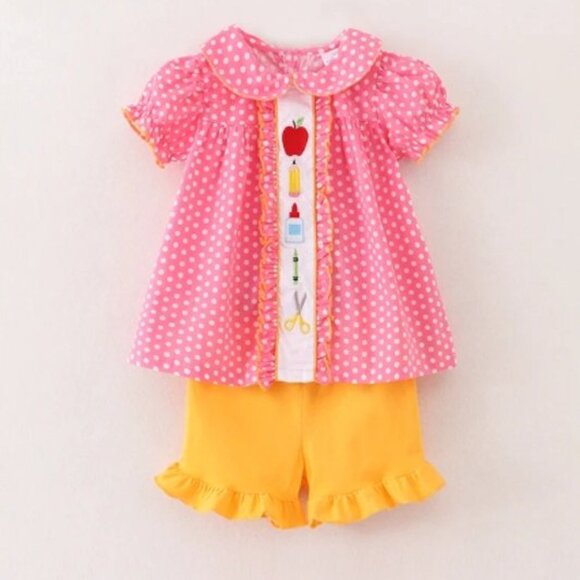 Matching Sets | Boutique Girls Embroidered Tunic Shorts Back To School ...